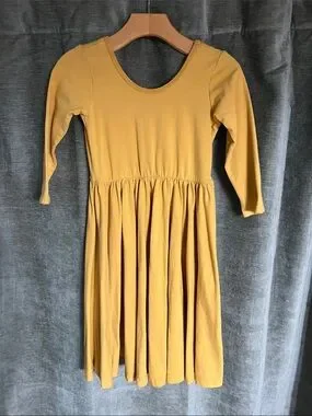 Alice + Ames | Dresses | Aliceames Girls Mustard Longsleeve Twirl Dress ...
